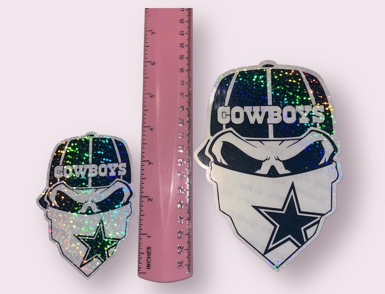 Dallas Cowboys Skull Sticker, Holographic Waterproof Vinyl Decal - Etsy