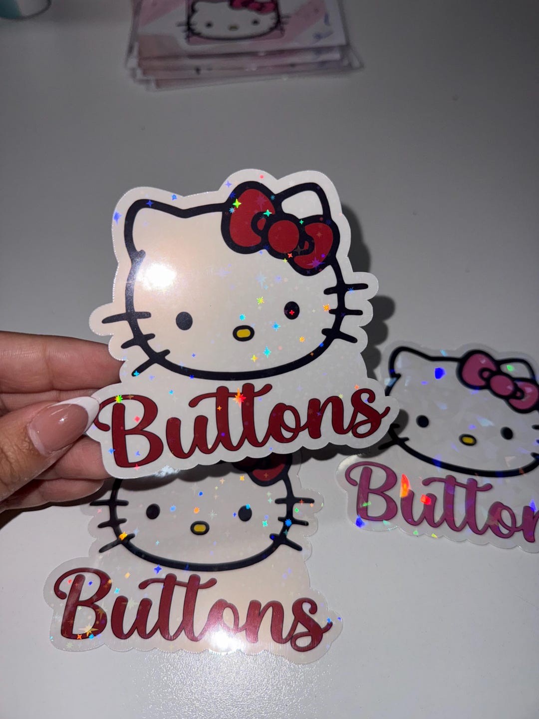 Hello Kitty Name Sticker, Red Bow Hello Kitty Personalized Waterproof ...