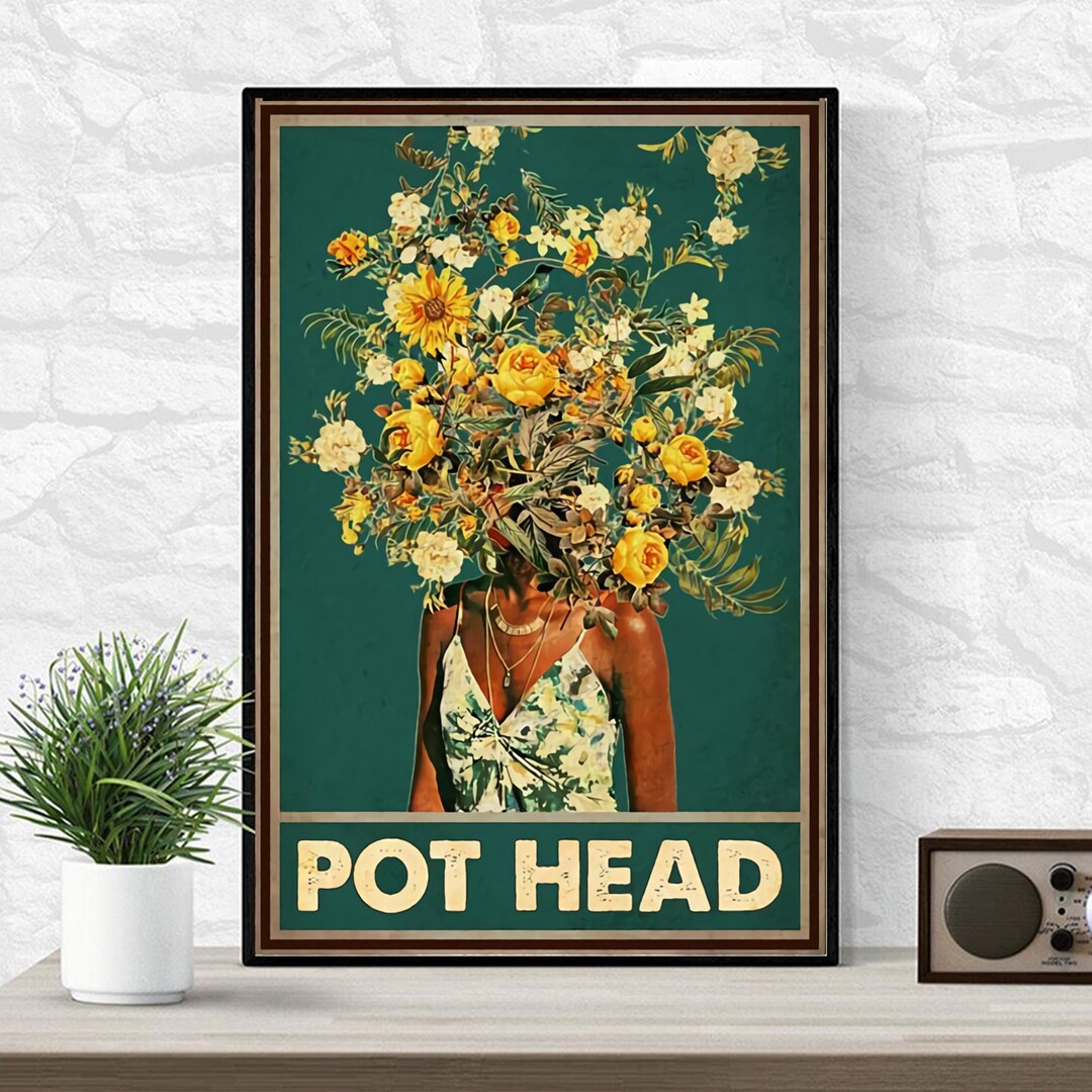 Pot Head Flower Girl Vintage Poster, Pot Head Poster Wall Art ...