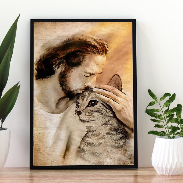 Jesus With Cat - Etsy