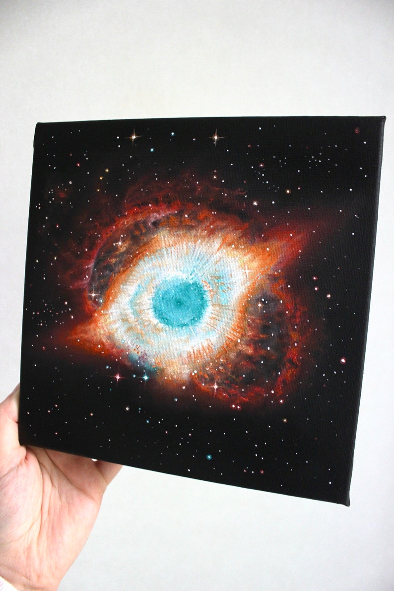 Helix Nebula Oil Painting: Cosmos Astronomy Art With Easel - Etsy