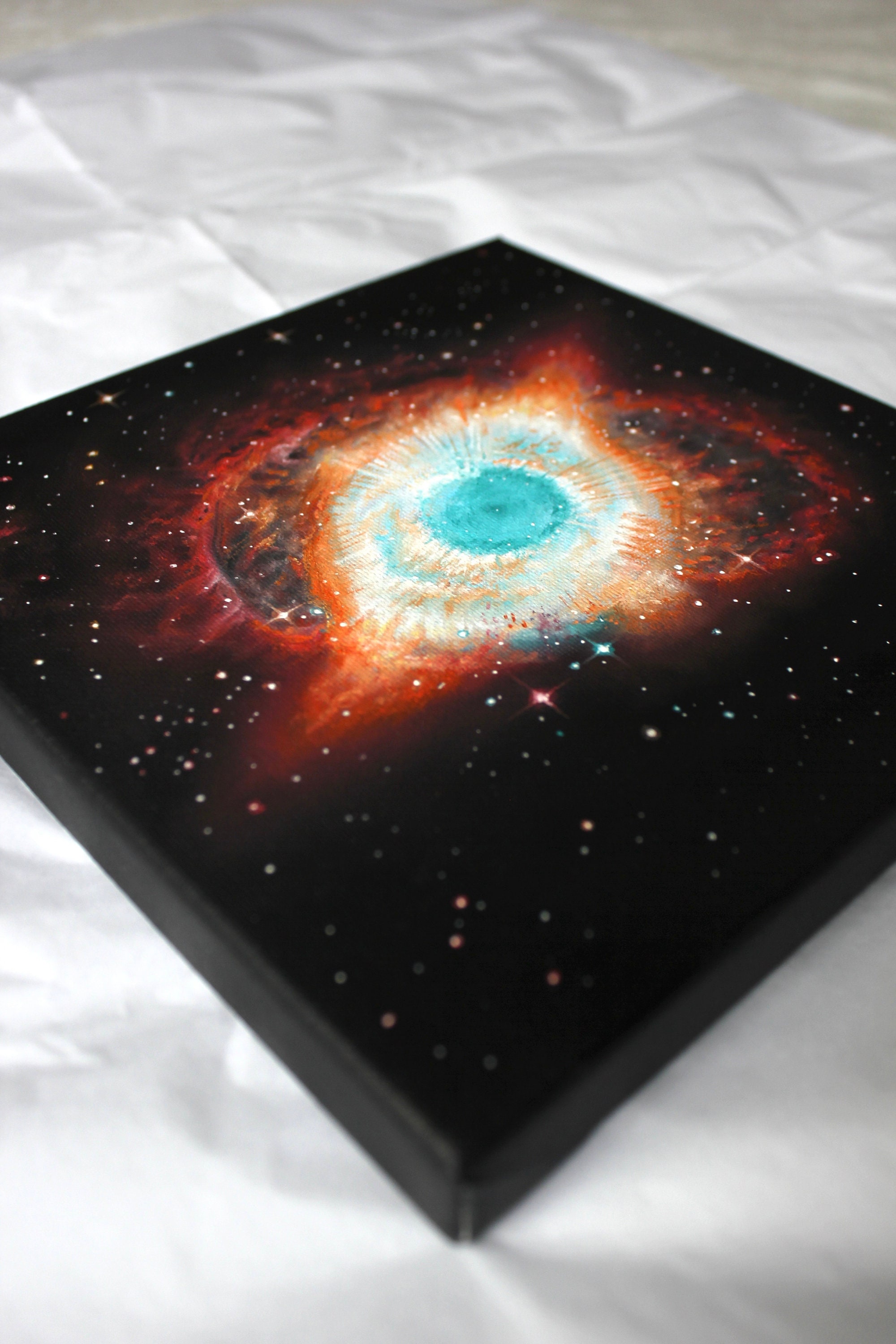Helix Nebula Oil Painting: Cosmos Astronomy Art With Easel - Etsy