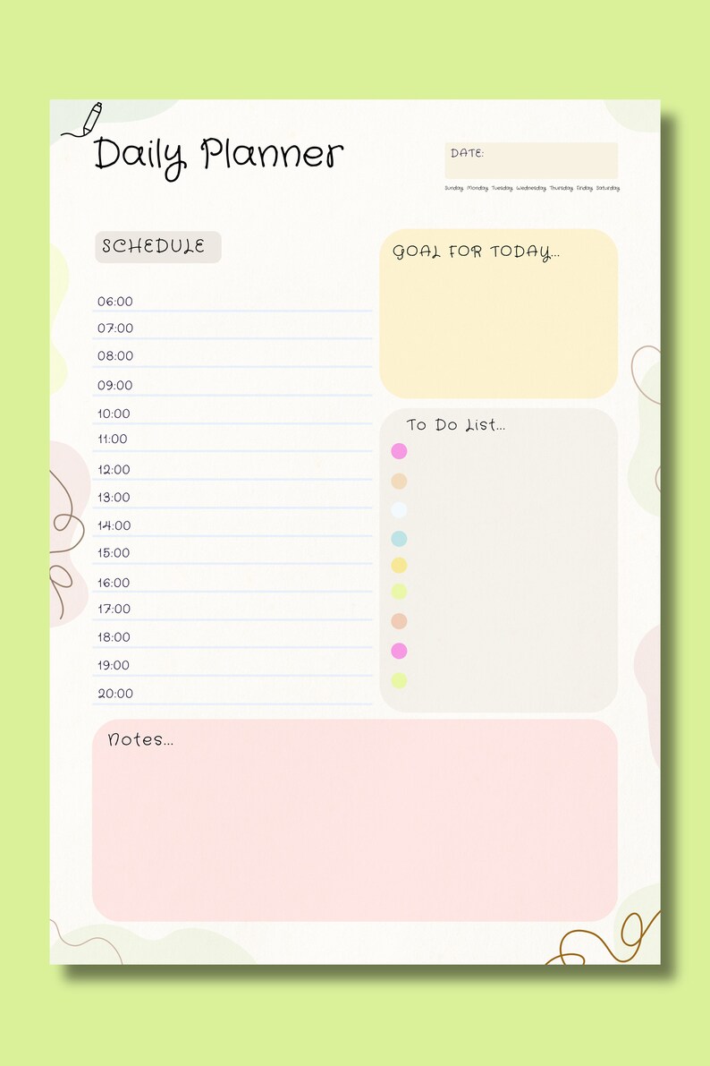 Daily Planner, Notes, to Do List, Printable Daily Planner - Etsy
