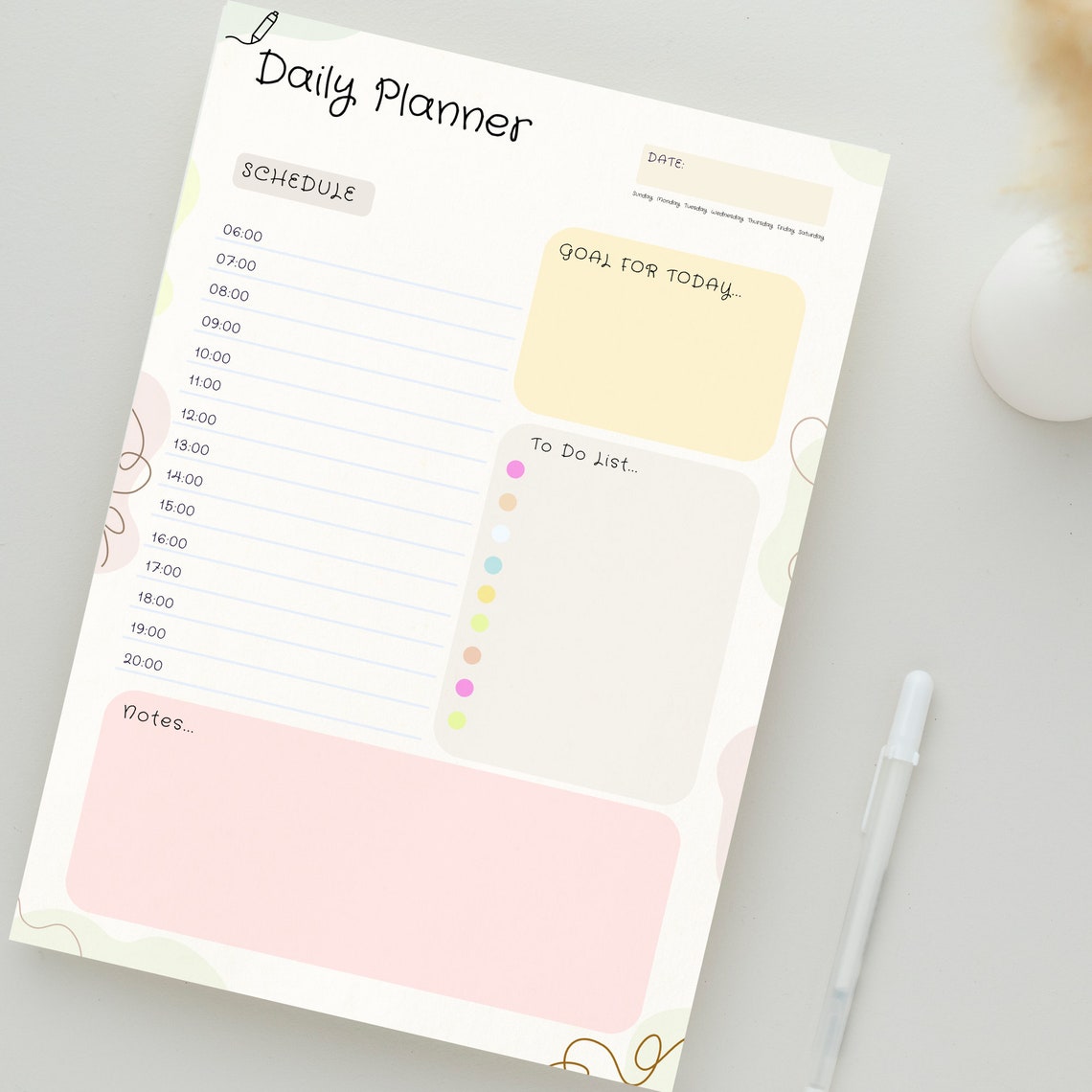 Daily Planner, Notes, to Do List, Printable Daily Planner - Etsy