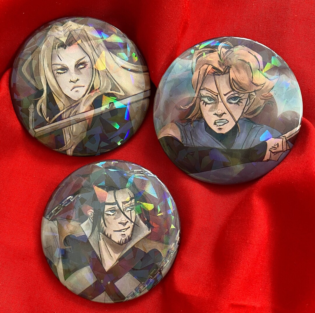 Castlevania Holo Pin Badges 58mm, Alucard Tepes, Trevor Belmont, Sypha ...