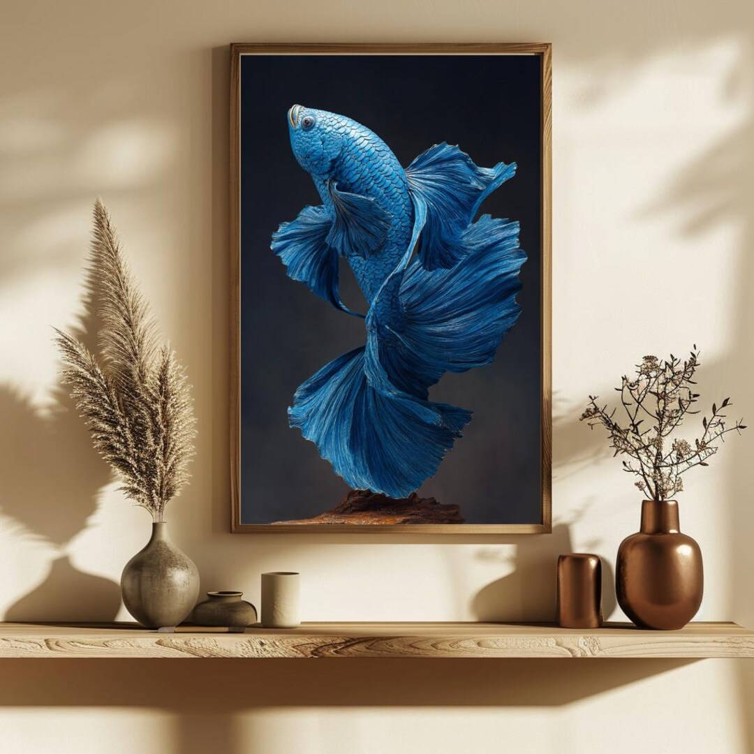 Blue Betta Fish Art Print | Modern Aquarium Decor (digital Download) - Etsy