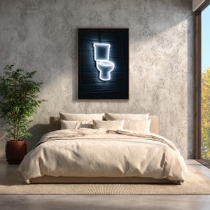 Neon Toilet Sign Canvas Wall Art, Urban Living Room Bathroom Decor ...