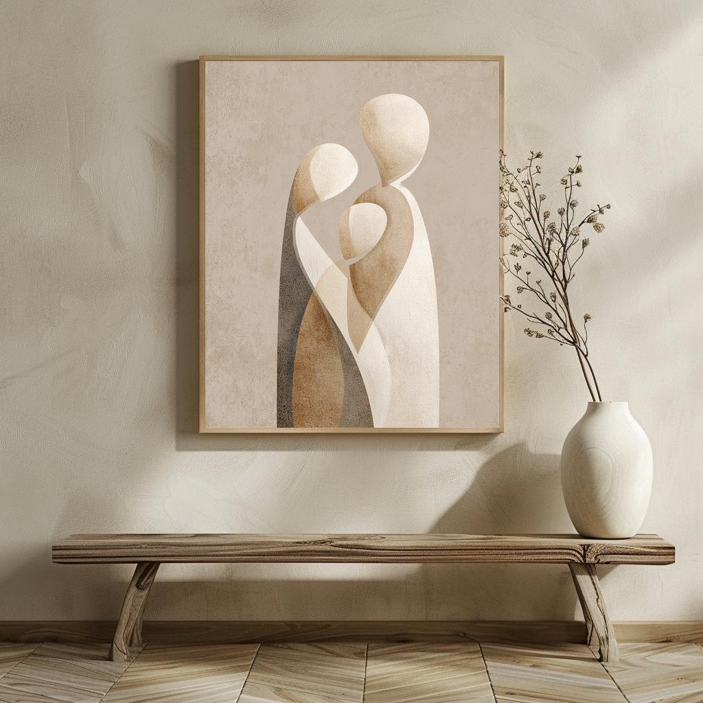 Modern Family Embrace - Abstract Printable Art for Stylish Home Decor ...