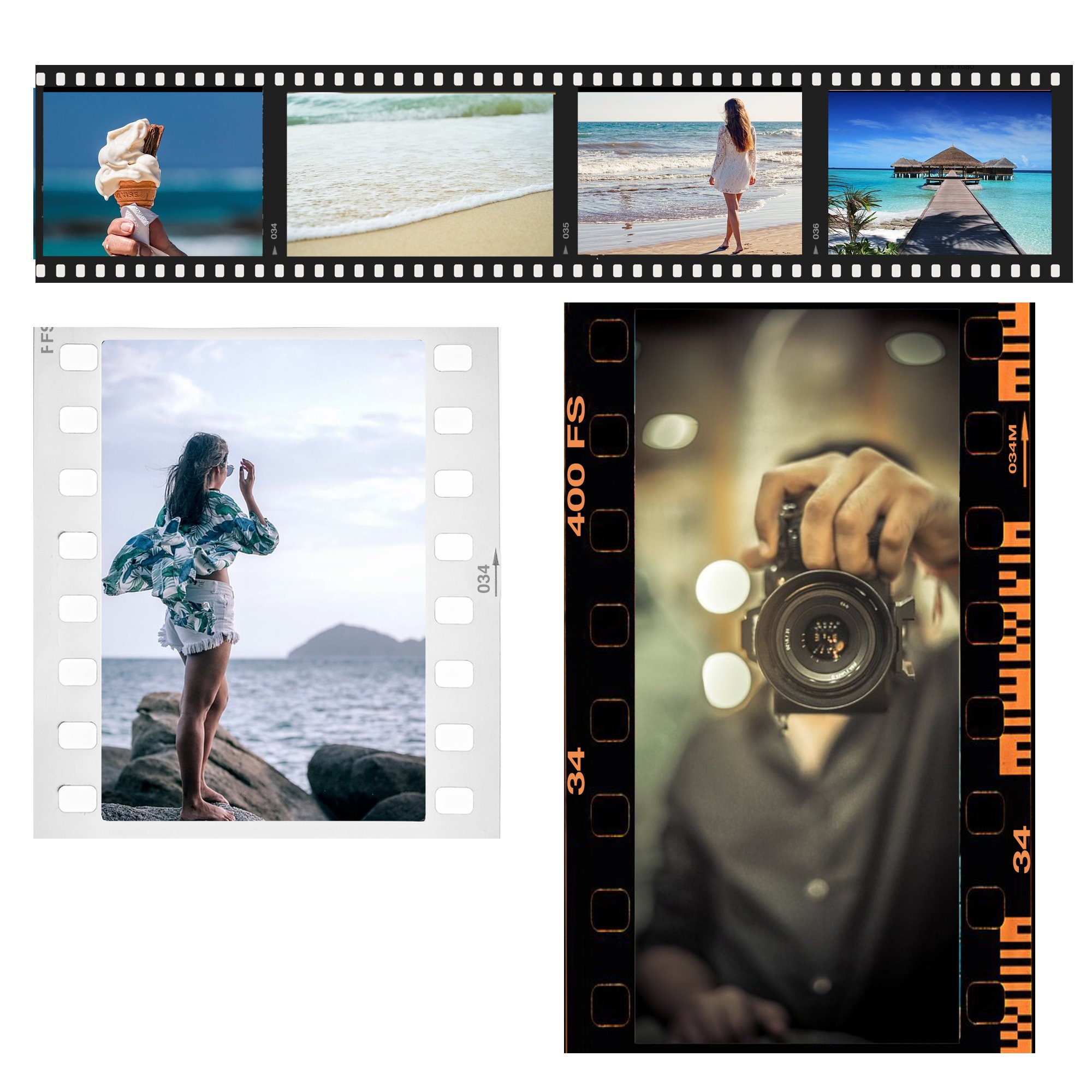 60 FILM FRAMES Negative Film Frames Kit Instagram Story Post Kit Film ...
