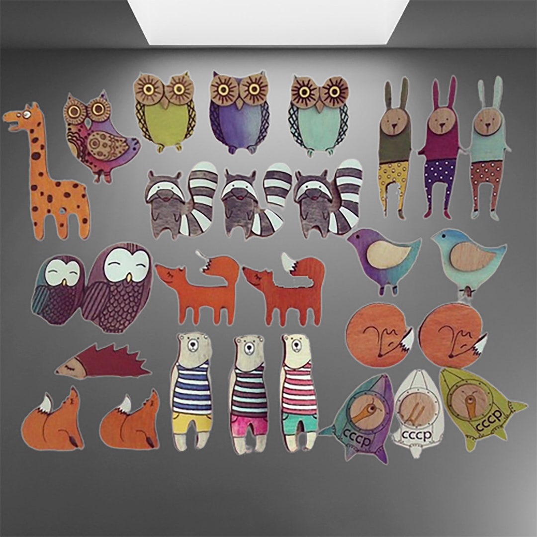 Laser Cut Wooden Magnets Cartoons CDR File | CNC File, Laser Cutting ...