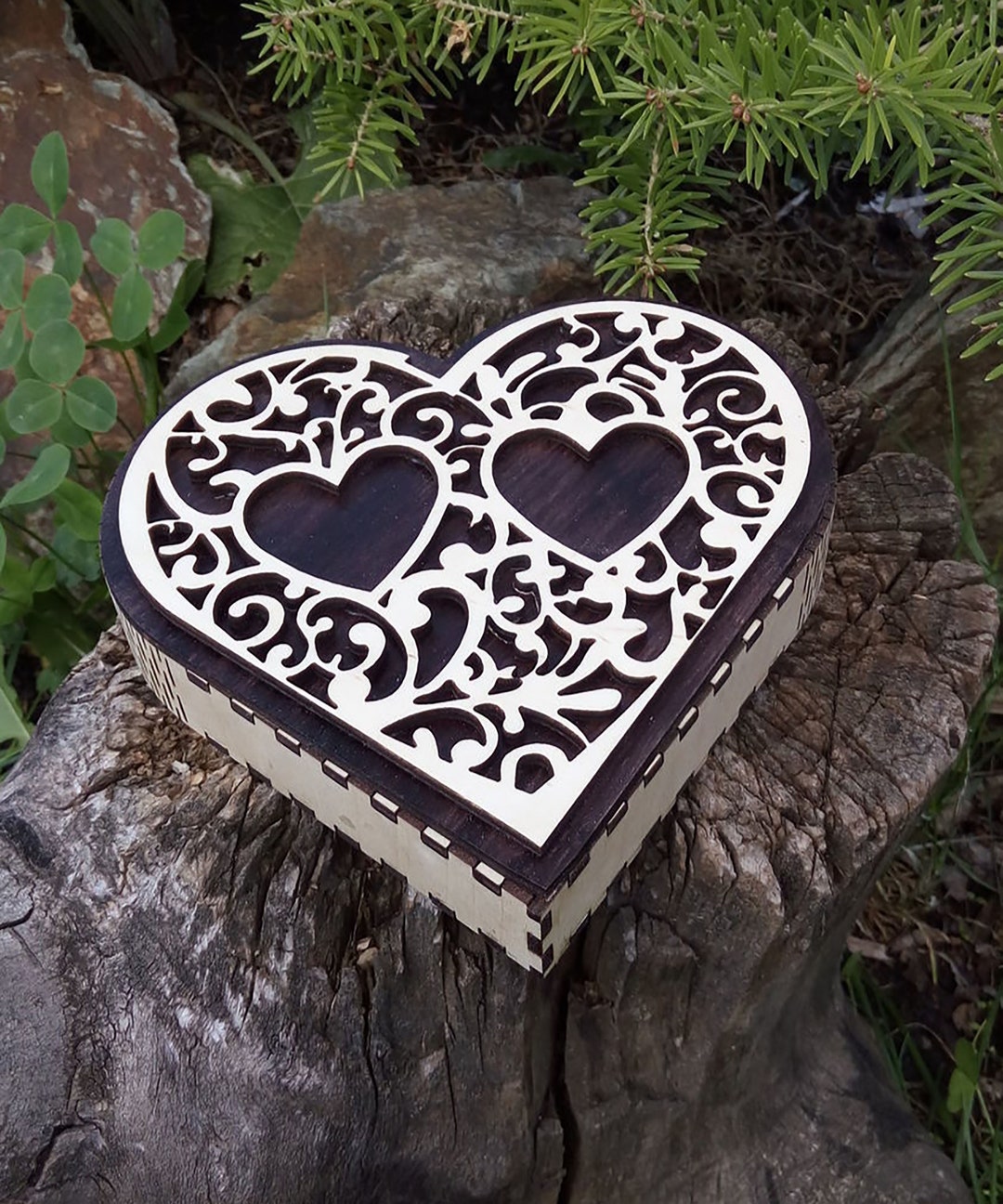 Laser Cut Two Hearts Gift Box CNC File, Laser Cutting File Dxf, Svg ...