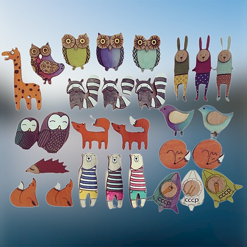 Laser Cut Wooden Magnets Cartoons CDR File | CNC File, Laser Cutting ...