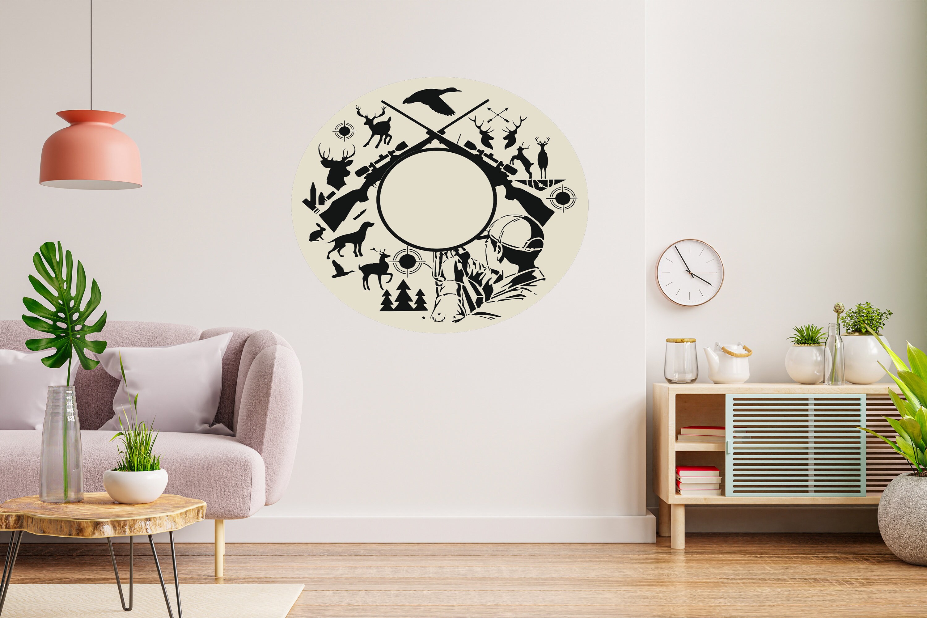 Hunter Wild Animals Wall Clock Hunting Wall Decor| CNC File, Laser ...