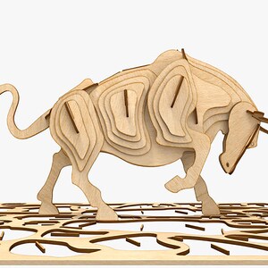 Laser Cut 3d Puzzle Bull Template DXF CDR File Instant Download| CNC ...