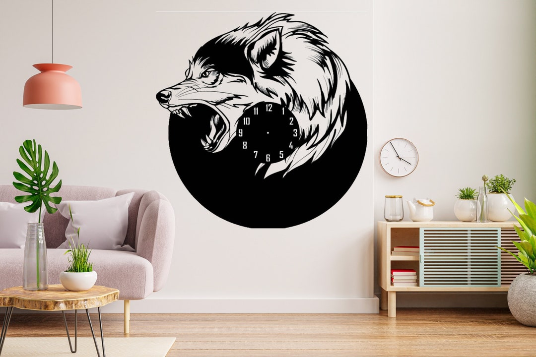 Wall Clock Wolf Shaped| CNC File, Laser Cutting File | Dxf, Svg, Jpg, Cdr, Eps Vector - Etsy