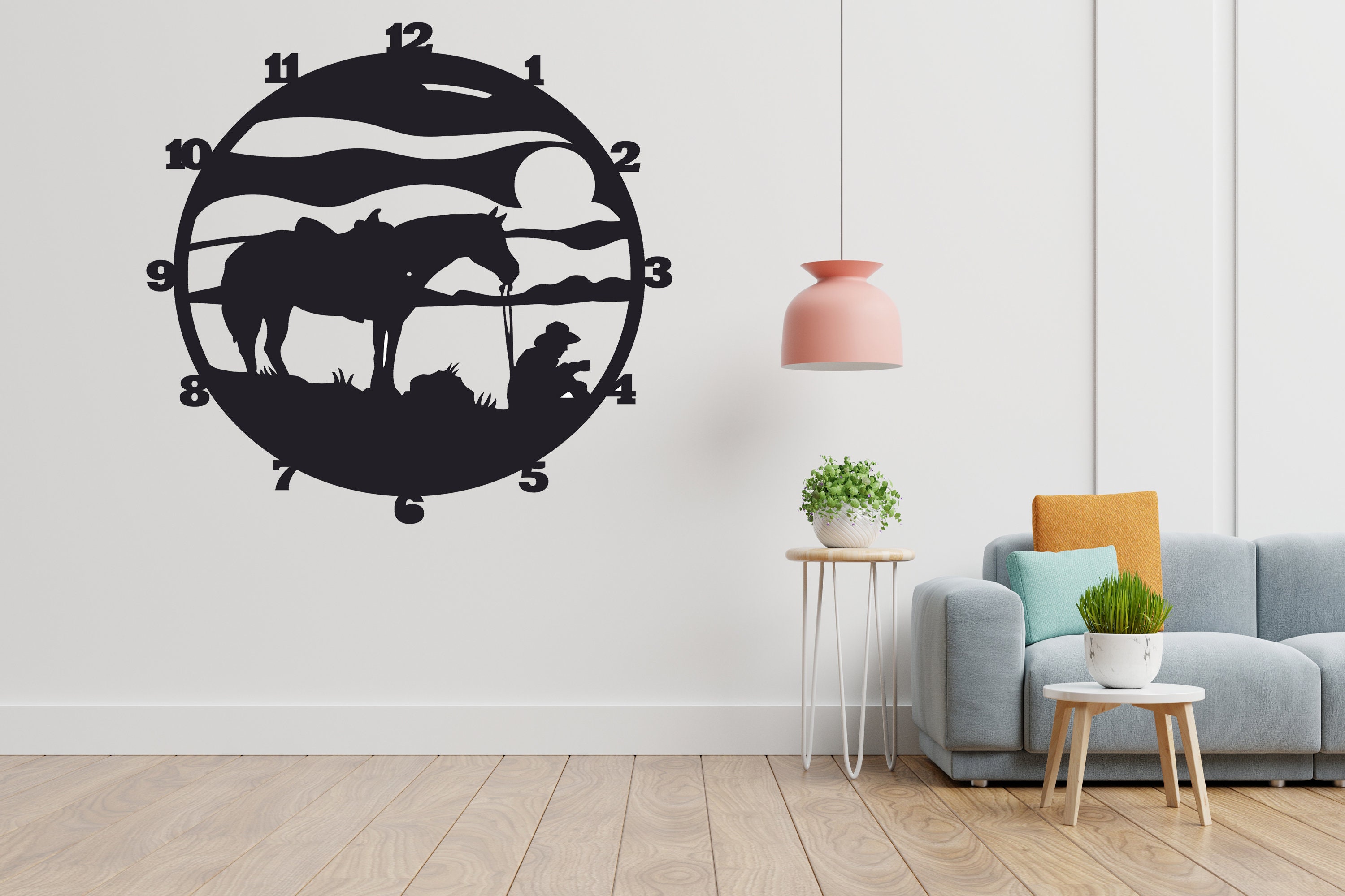 Cowboy Wall Clock Western Horse CNC File, Laser Cutting File Dxf, Svg ...