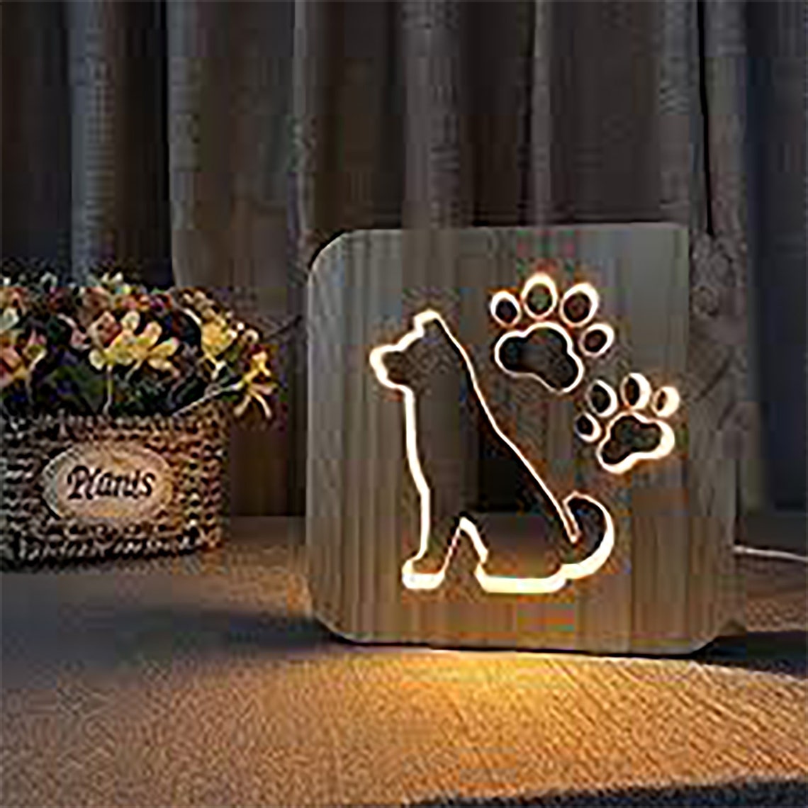 3D Dog Night Light Laser Cut Files Lamp Vector Plans Cnc Router DXF SVG ...