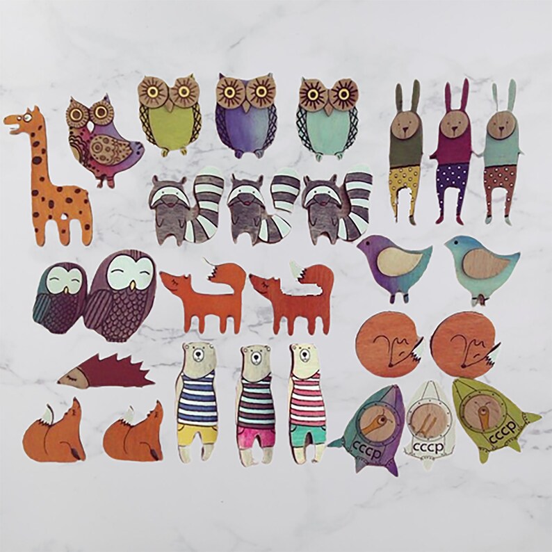 Laser Cut Wooden Magnets Cartoons CDR File CNC File, Laser Cutting File ...