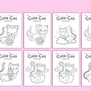 Cute Cat Coloring Worksheet Set Bundle for Kids Printable |kids ...