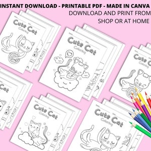 Cute Cat Coloring Worksheet Set Bundle for Kids Printable |kids ...