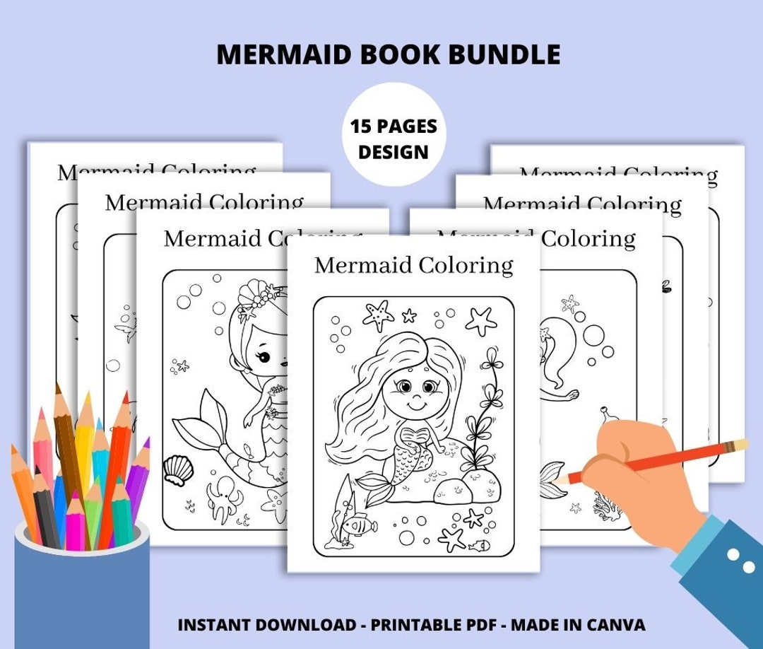 Mermaid Coloring Worksheet Set Bundle for Kids Printable |kids Activity ...