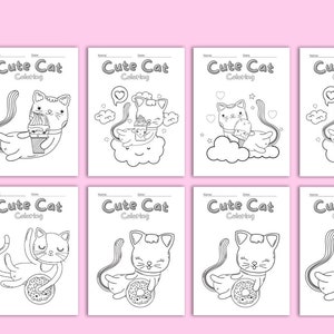 Cute Cat Coloring Worksheet Set Bundle for Kids Printable |kids ...