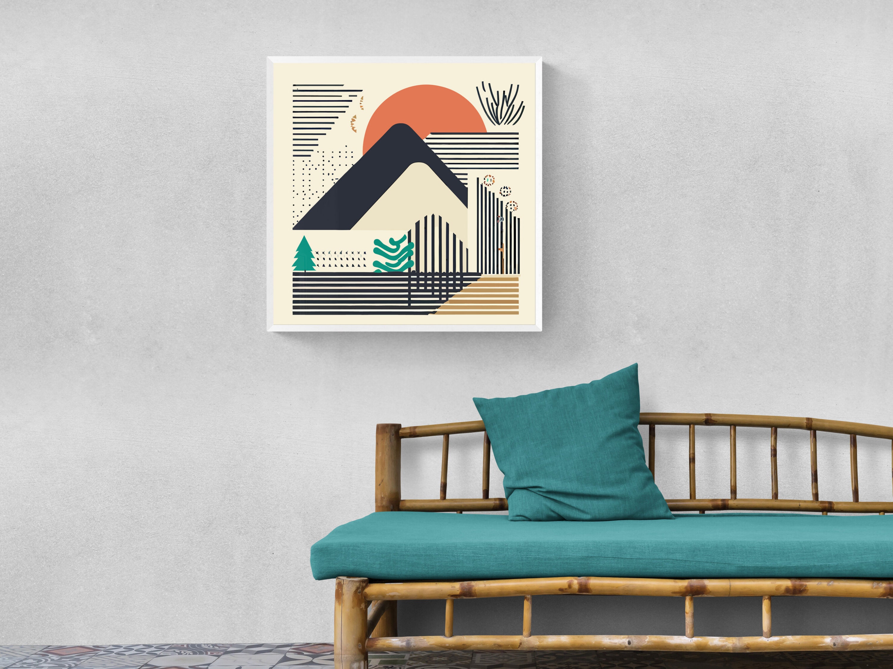 Minimalist Nature Art Print: Tranquil Landscapes With Geometric ...