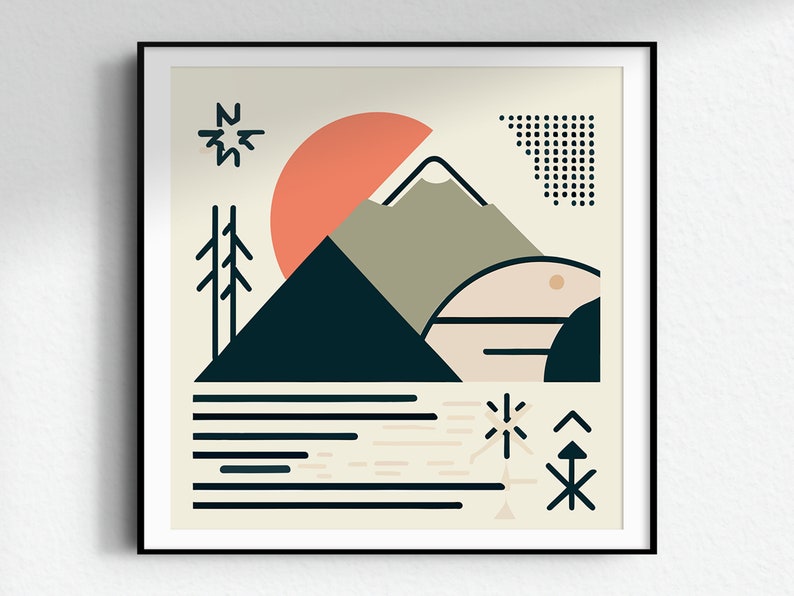 Minimalist Nature Art Print: Tranquil Landscapes With Geometric ...