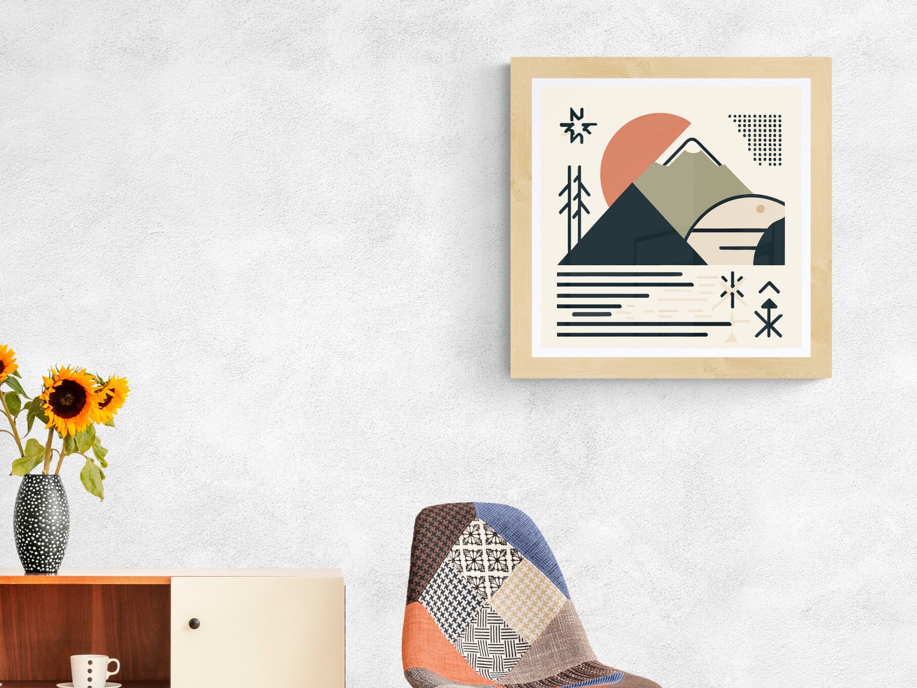 Minimalist Nature Art Print: Tranquil Landscapes With Geometric ...