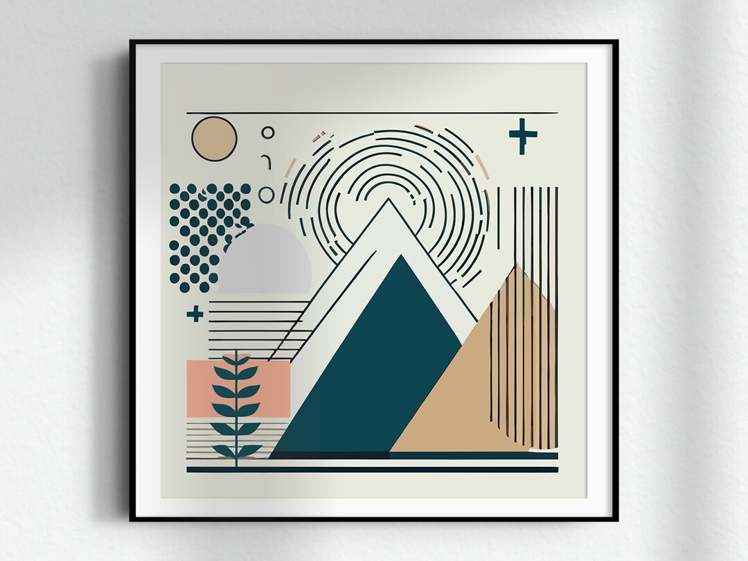 Minimalist Nature Art Print: Geomorphic Landscapes Retro-inspired ...
