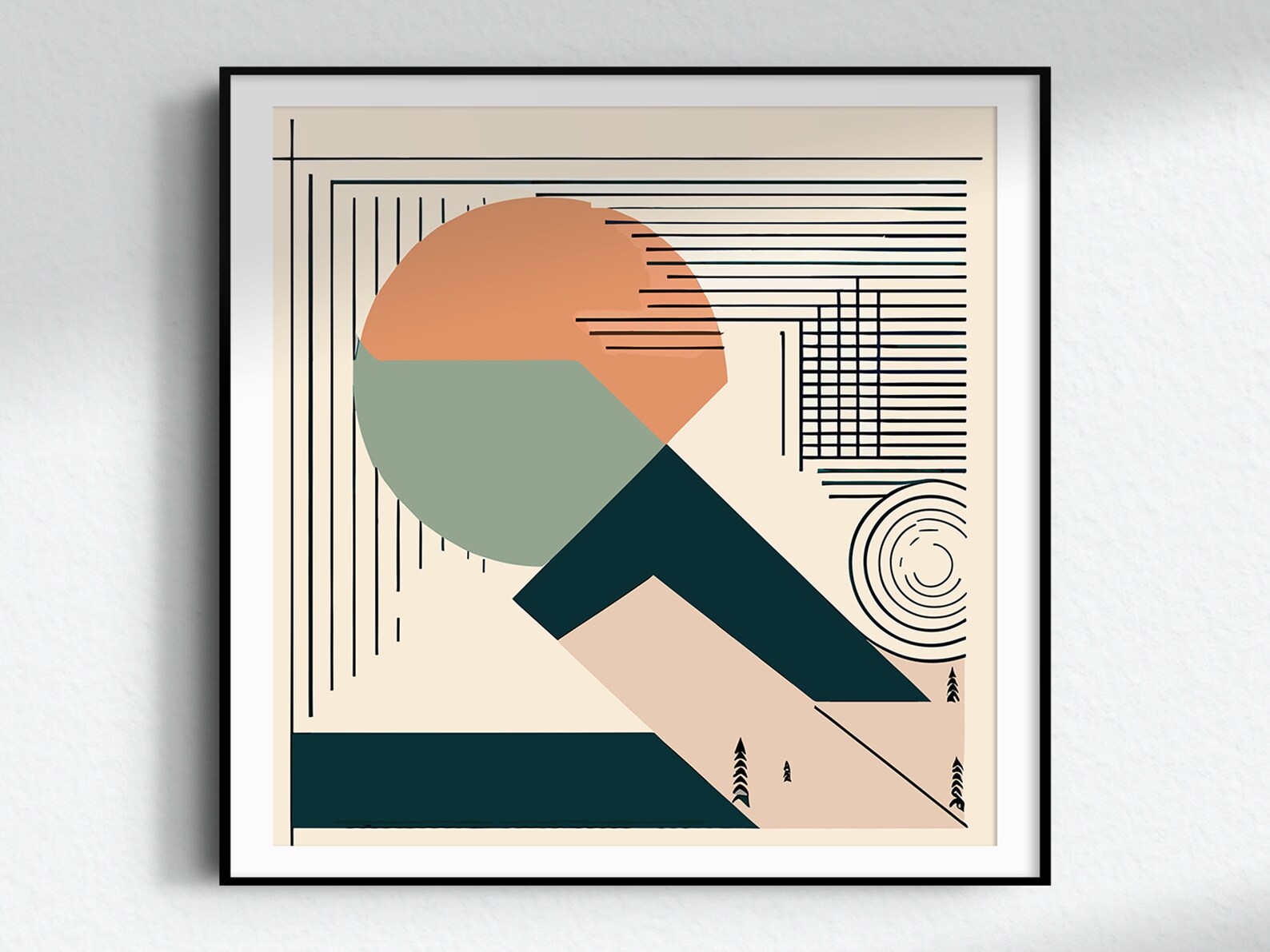 Minimalist Nature Art Print: Landscapes With Geometric Patterns | Retro ...