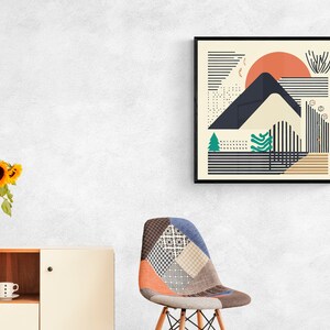 Minimalist Nature Art Print: Tranquil Landscapes With Geometric ...