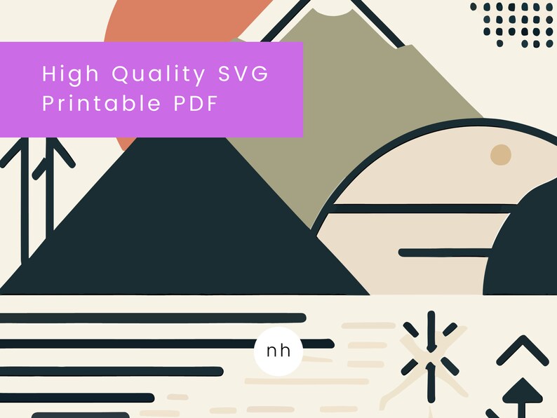 Minimalist Nature Art Print: Tranquil Landscapes With Geometric ...