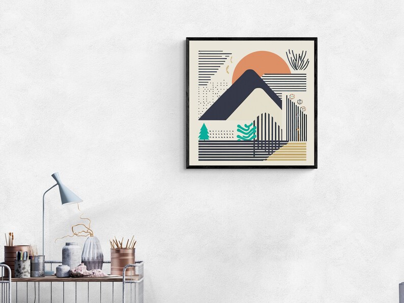 Minimalist Nature Art Print: Tranquil Landscapes With Geometric ...