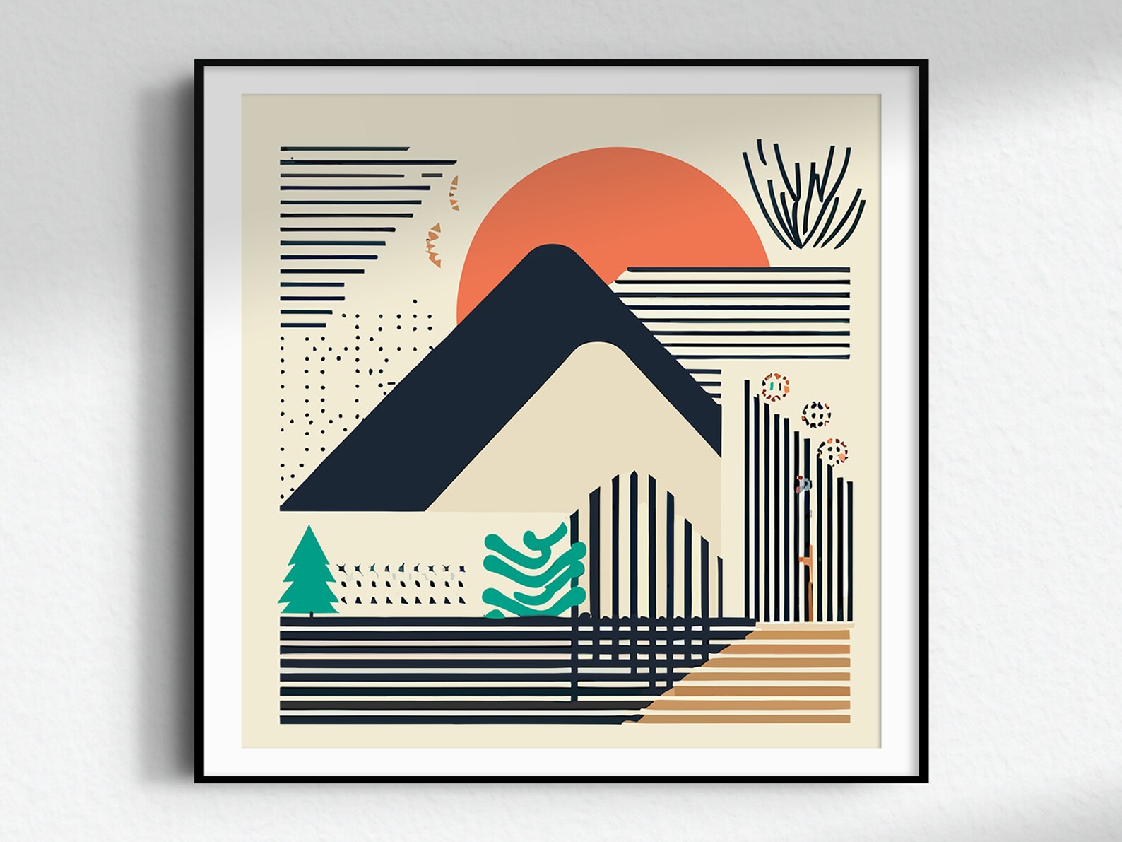 Minimalist Nature Art Print: Tranquil Landscapes With Geometric ...