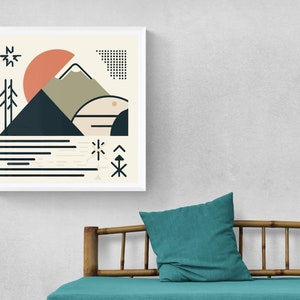 Minimalist Nature Art Print: Tranquil Landscapes With Geometric ...