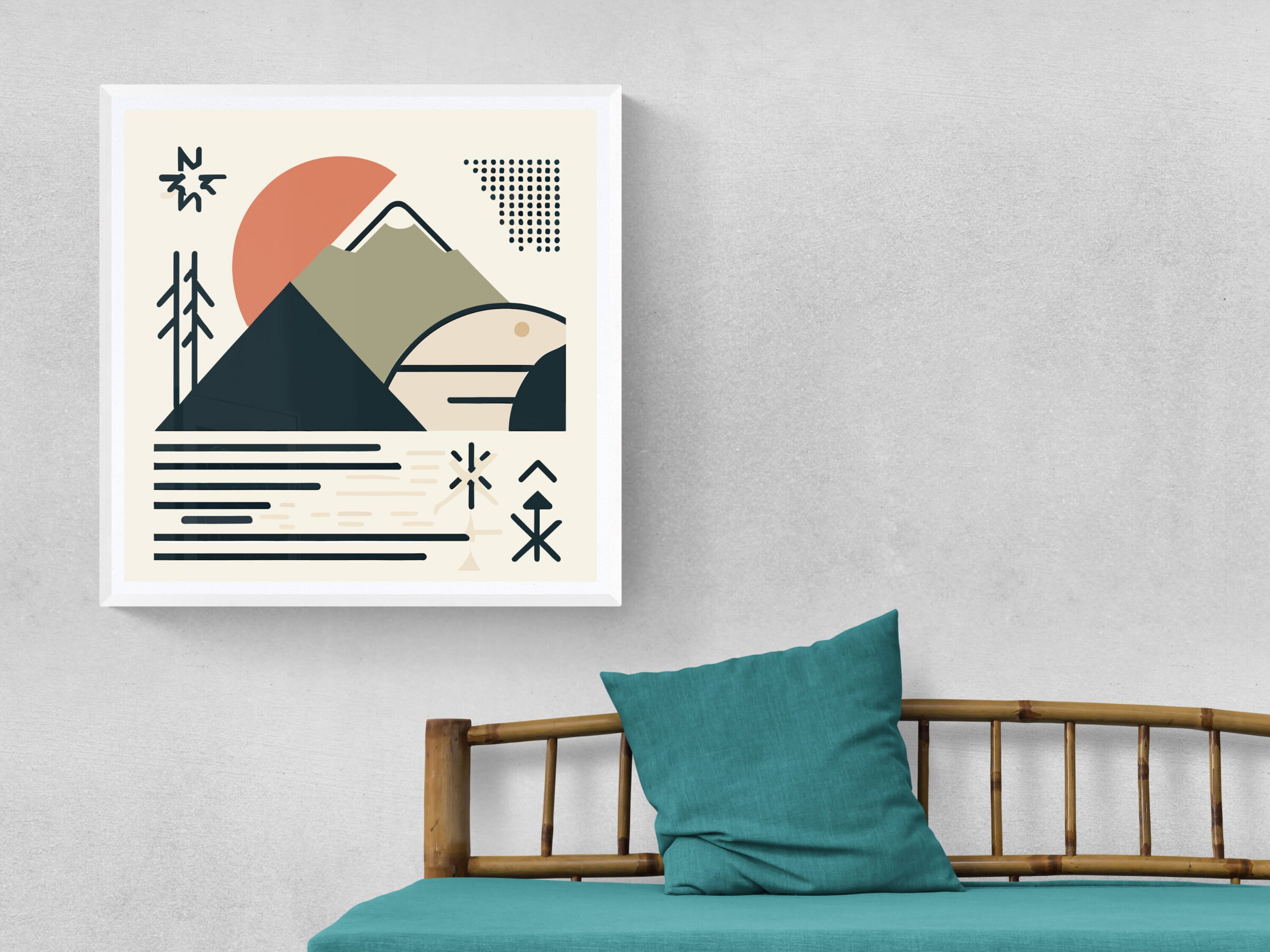 Minimalist Nature Art Print: Tranquil Landscapes With Geometric ...