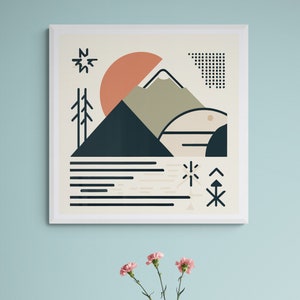 Minimalist Nature Art Print: Tranquil Landscapes With Geometric ...