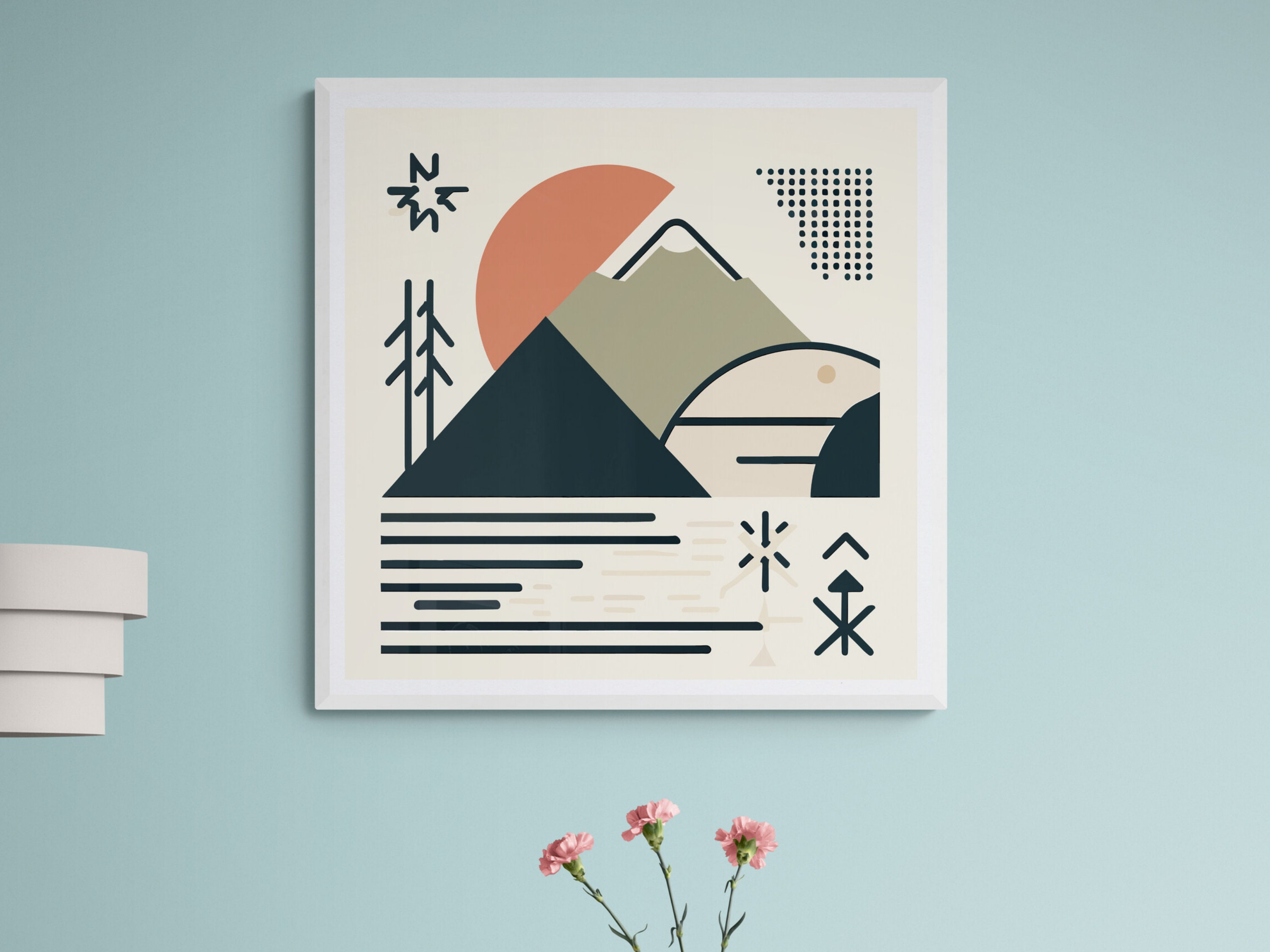 Minimalist Nature Art Print: Tranquil Landscapes With Geometric ...