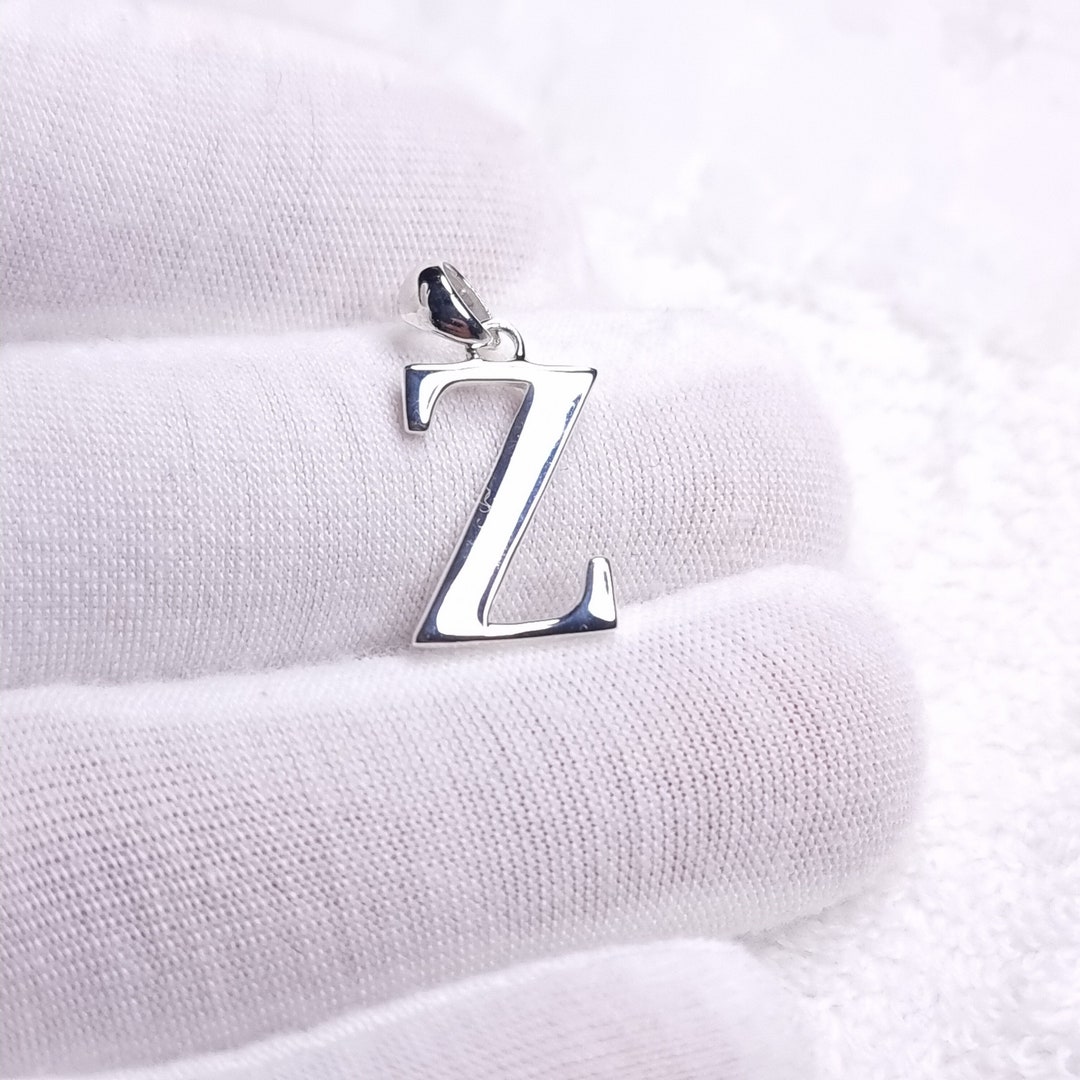 Initials Necklace , Letter Z Initial Pendant, Authentic 925 Sterling ...