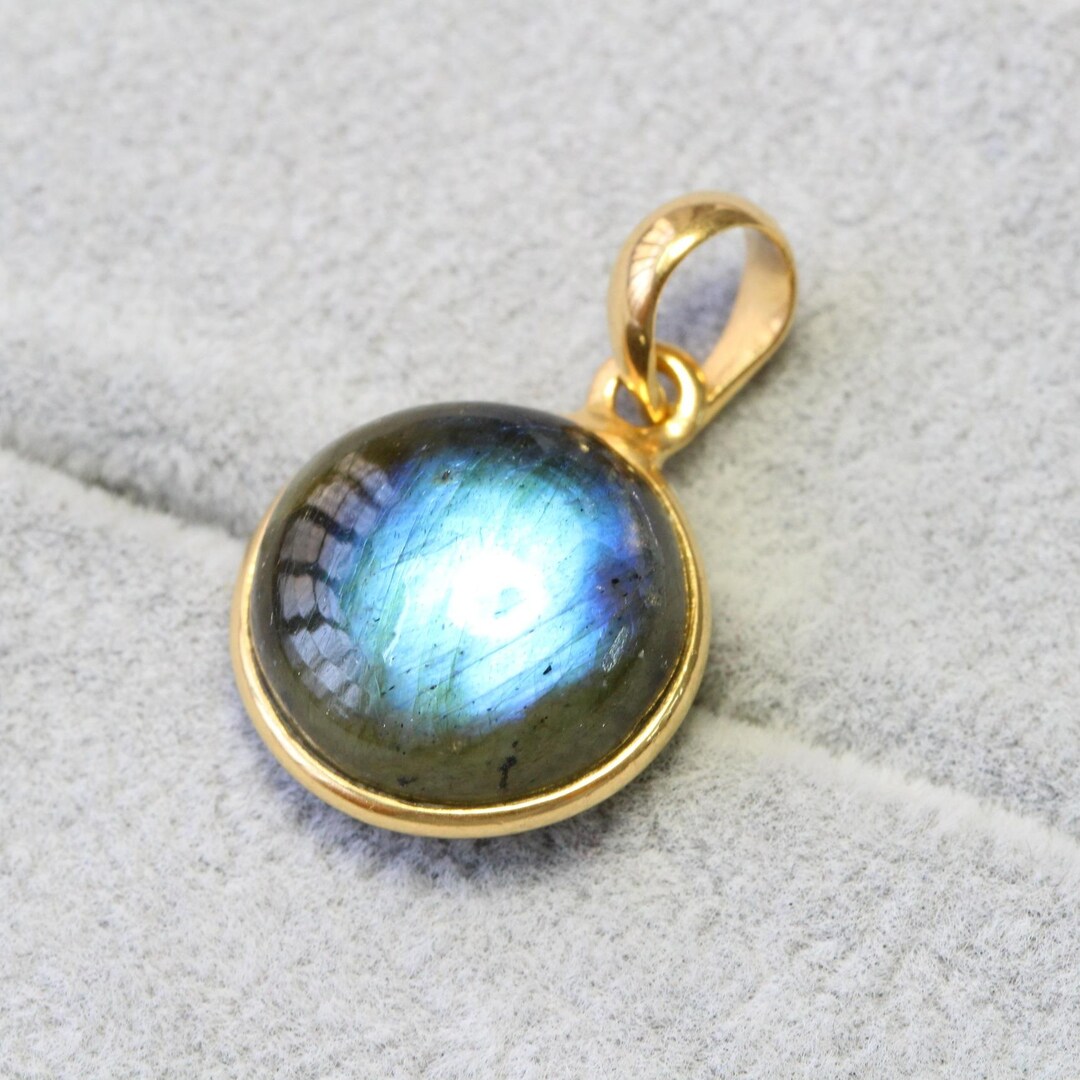 14k Solid Gold Necklace With AAA Grade Natural Labradorite Spectrolite ...