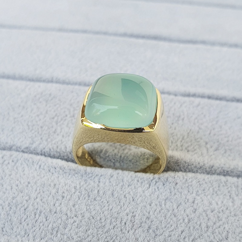 Aqua Chalcedony Gold Ring - Etsy