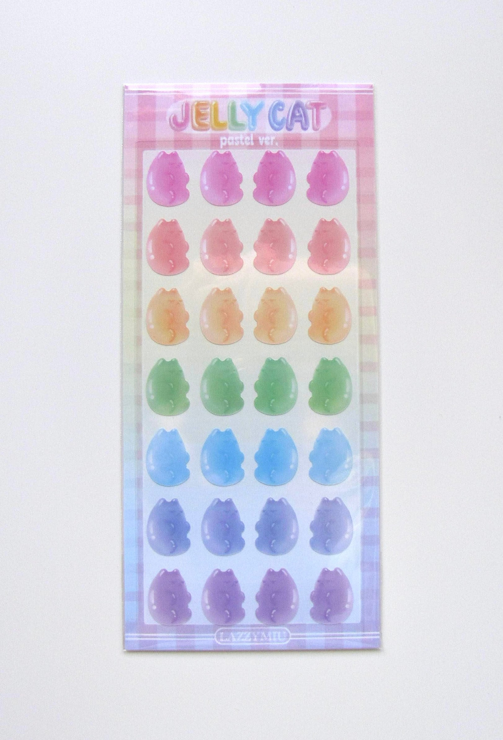 Jelly Cat Sticker Sheet 'pastel' Gummy Cat Kawaii Cute Holographic ...