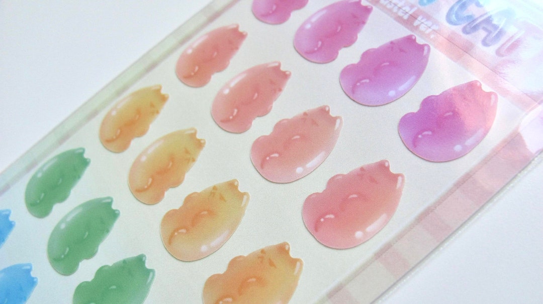 Jelly Cat Sticker Sheet 'pastel' | Gummy Cat | Kawaii Cute Holographic ...