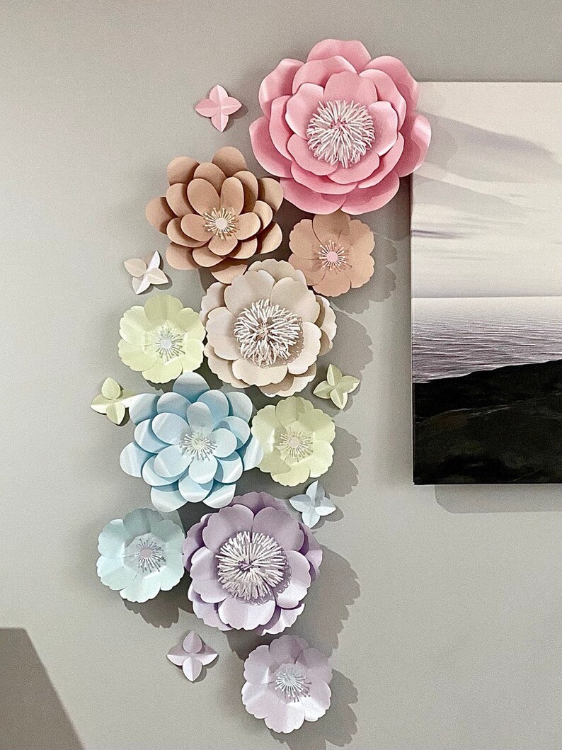 Pastel Rainbow Paper Flowers Set - Etsy