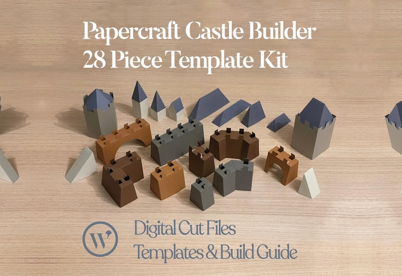 Papercraft Castle Builder 28 Piece Template Kit - Etsy