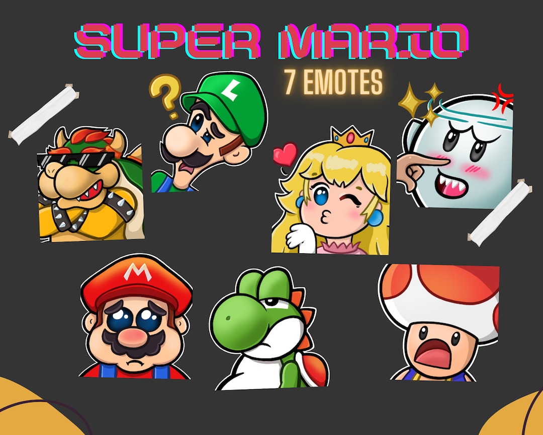 Twitch and Discord Premade Emotes Pack | Super Mario, Princess Peach ...