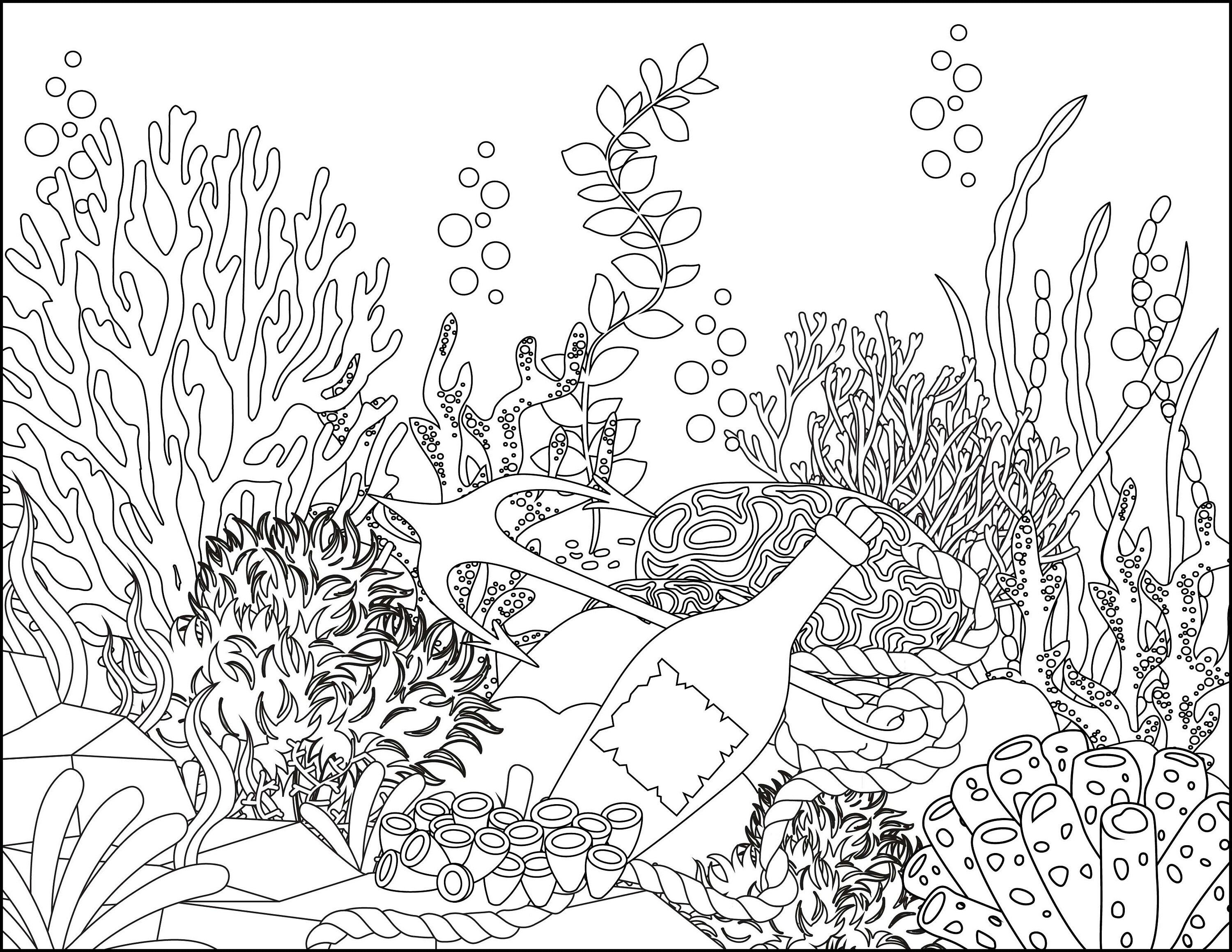 Printable Underwater Adventure Coloring Book: Featuring Beautiful Sea ...