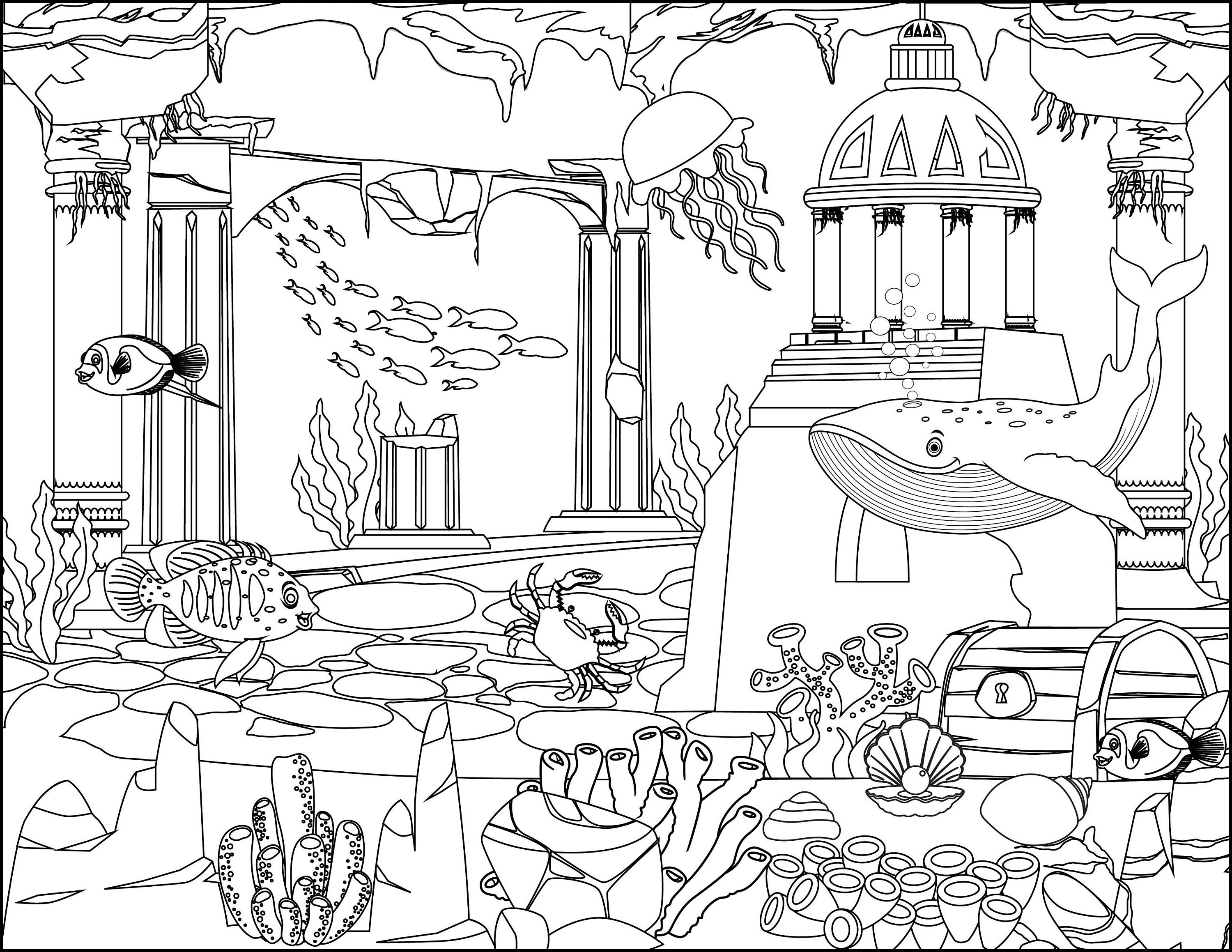 Printable Underwater Adventure Coloring Book: Featuring Beautiful Sea ...