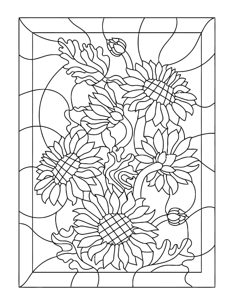 Printable Stained Glass Coloring Book: 50 Beautiful Images to Relax ...